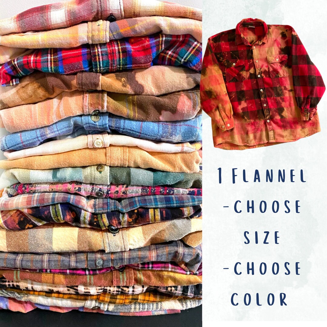 Bleached Plaid Flannel Shirt, Custom Flannel, Shirts for Women and Men ...