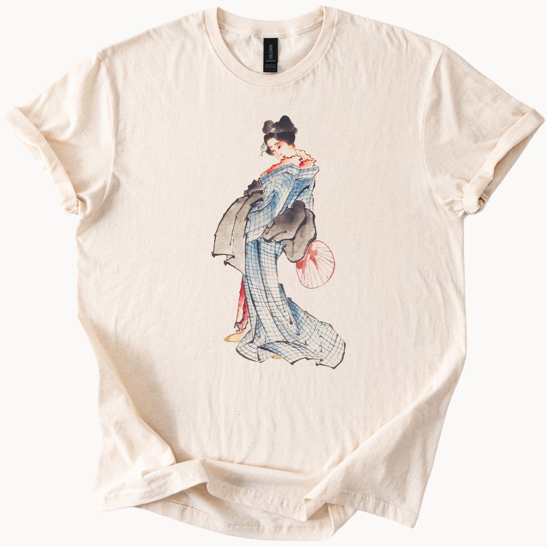 Japanese Geisha Art T Shirt Kimono Woman Graphic Tee Japan Inspired ...