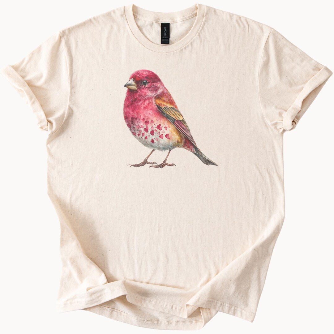 Rose Purple Finch Bird Graphic Shirt Realistic Pink Songbird Nature Art ...