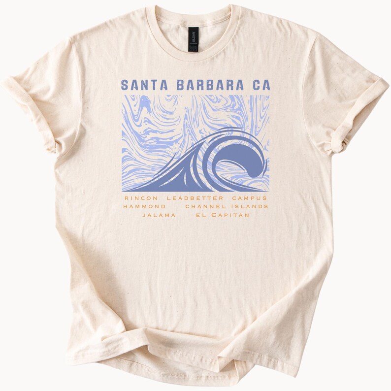 Santa Barbara Wave T Shirt California Beach Graphic Tee Surf Vacation ...