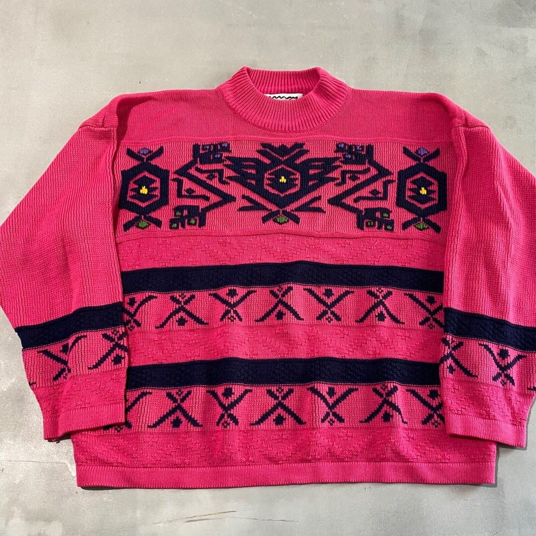 Vintage GITANO Sweater Plus 1x Pink 80s Southwest Vibe Girly - Etsy