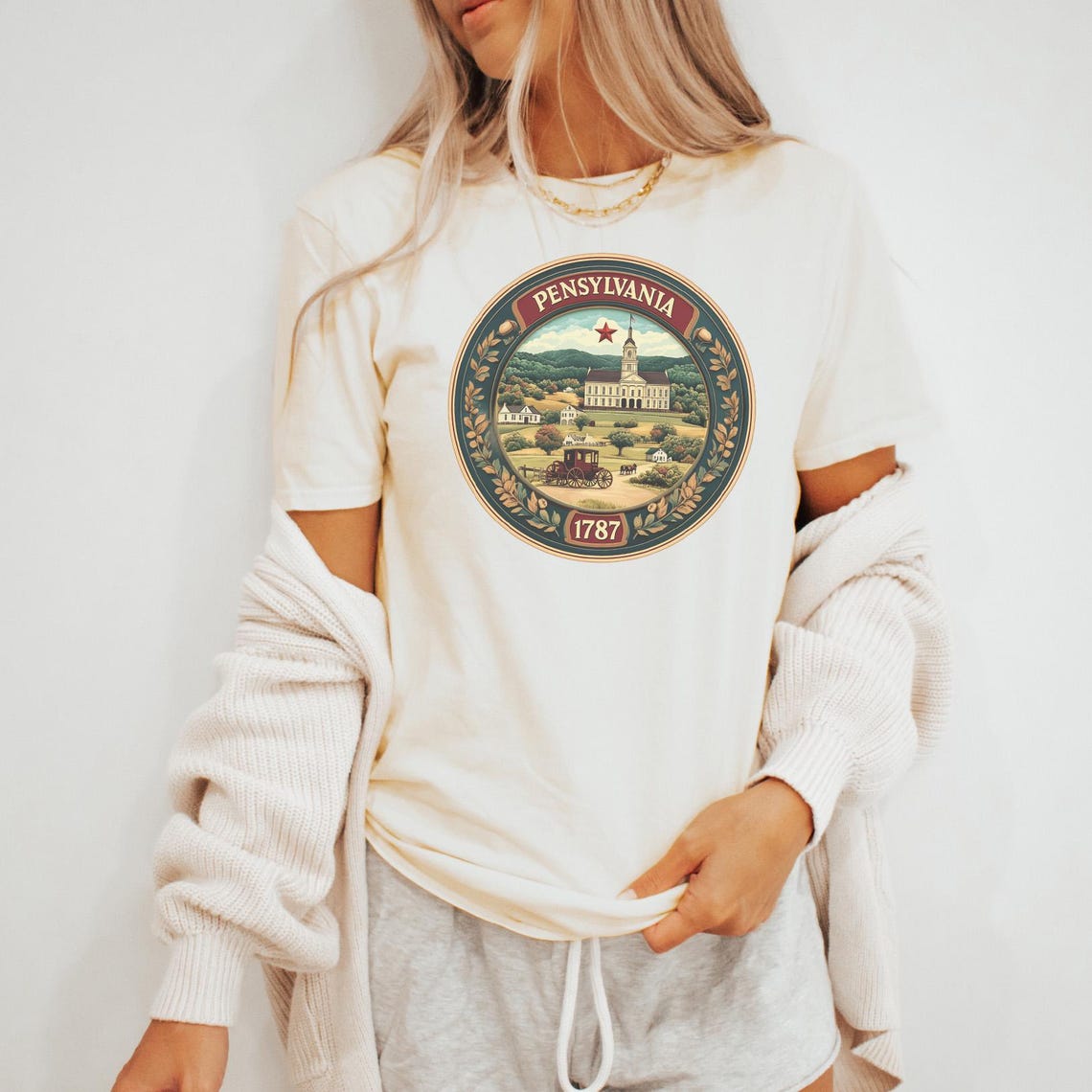 Pennsylvania State Graphic T Shirt Established 1787 Historic Landmark ...