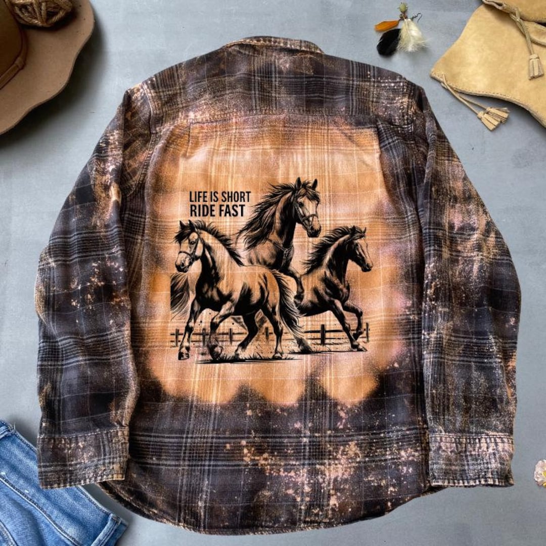 Horse Graphic Flannel Shirt Life is Short Ride Fast T-shirt, Western ...