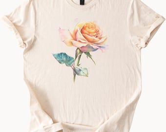 Soft Pink Rose T Shirt-back Image Tee-romantic Rose Tee-beautiful ...