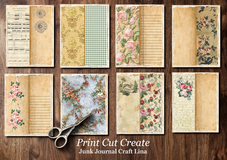 DIGITAL Tall Slim Journal Pages, Ephemera Vintage, Paper Printable ...
