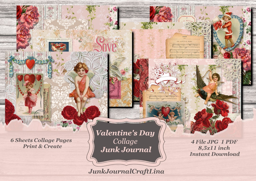 DIGITAL Valentine's Day Junk Journal Love Printable Kit - Etsy