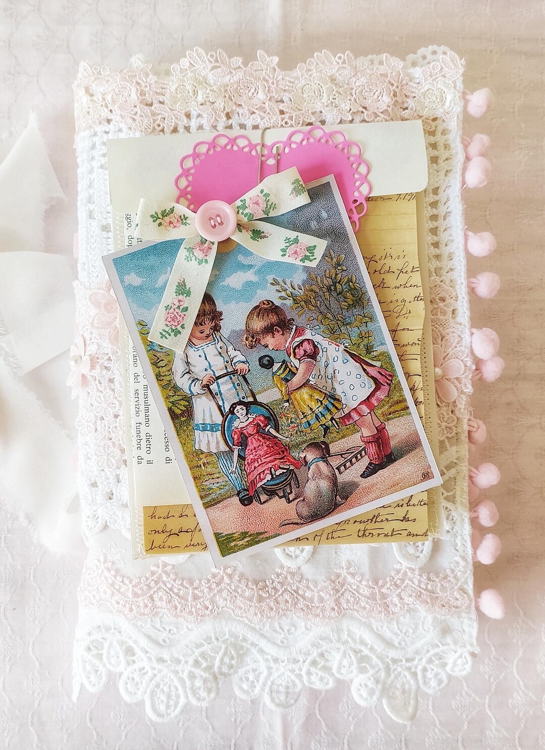 Beautiful Vintage Lace Soft Journal, Includes Ephemera Envelope ...