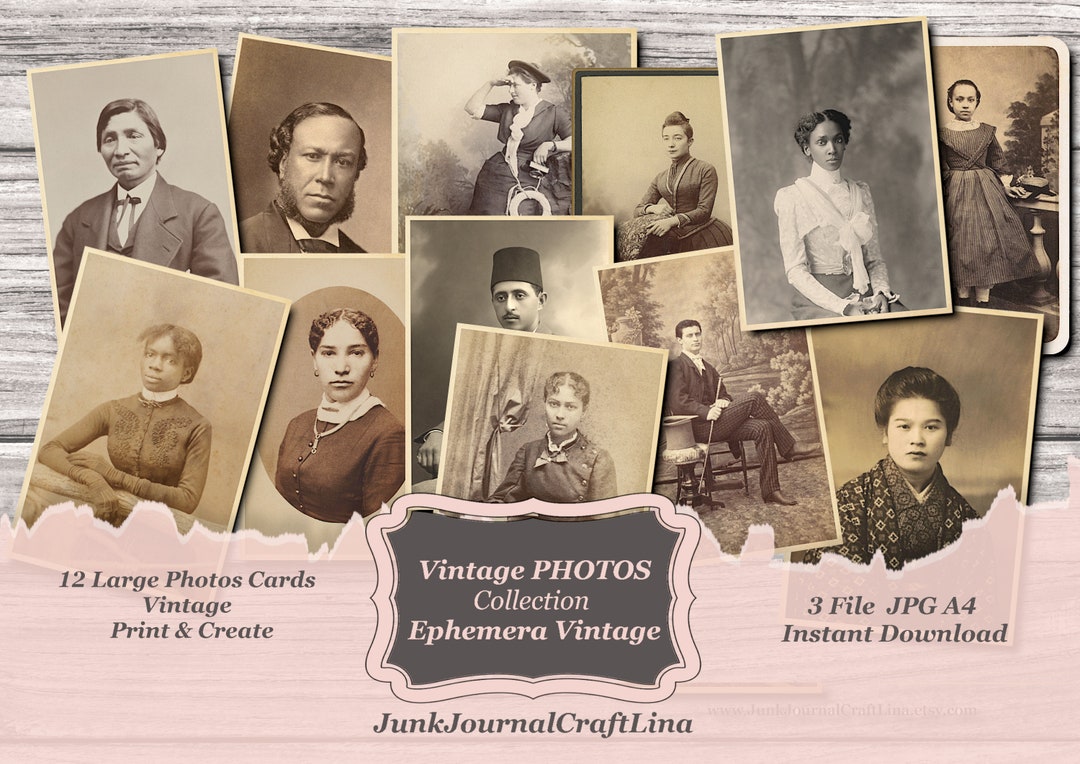 12 DIGITAL Photos Vintage Portraits Junk Journal, Collage Hi-res ...