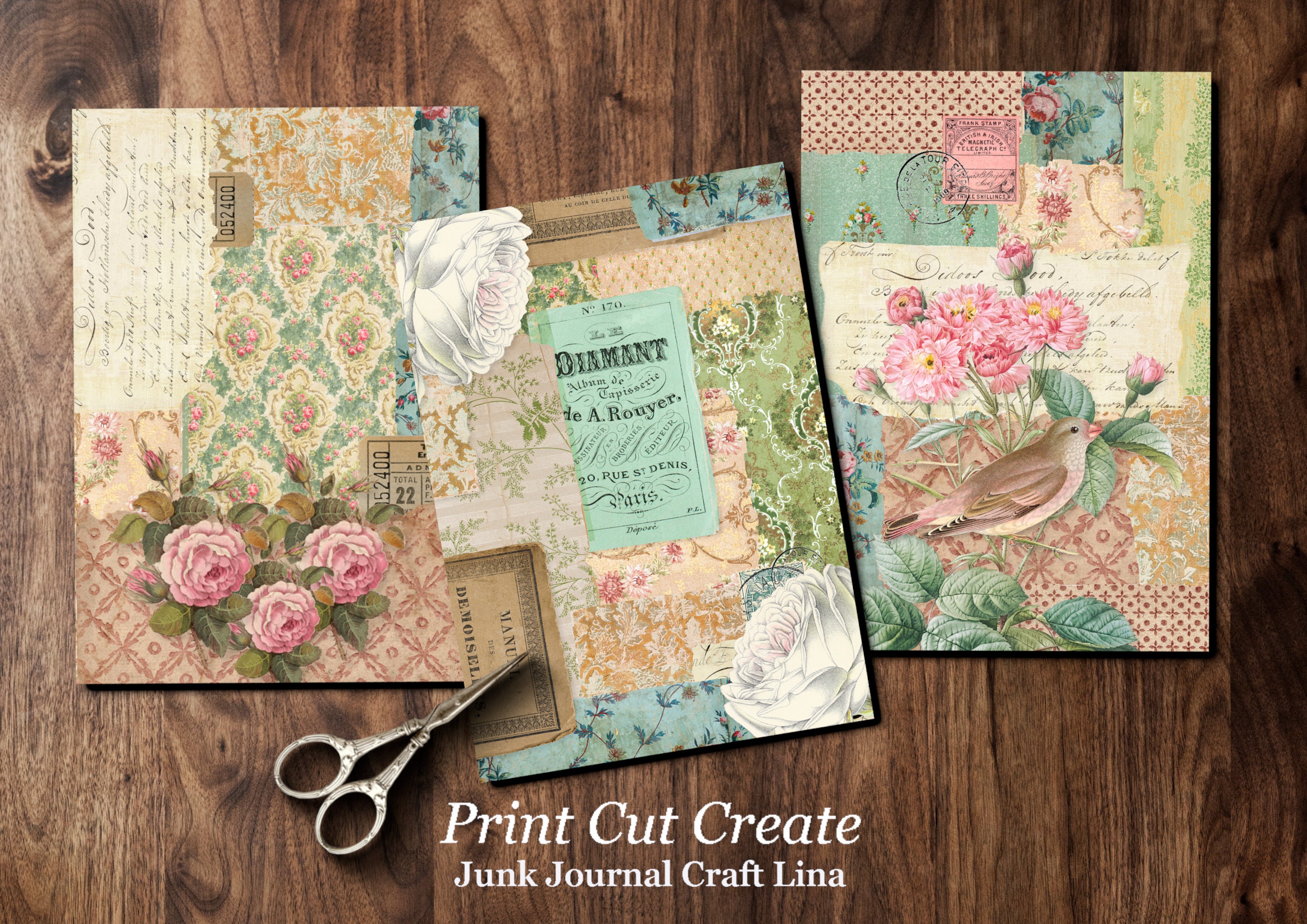 DIGITAL Tall Slim Journal Skinny Papers Collage Ephemera - Etsy