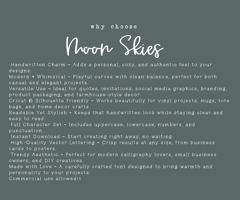 Moon Skies, a Handwritten Script Font - Etsy