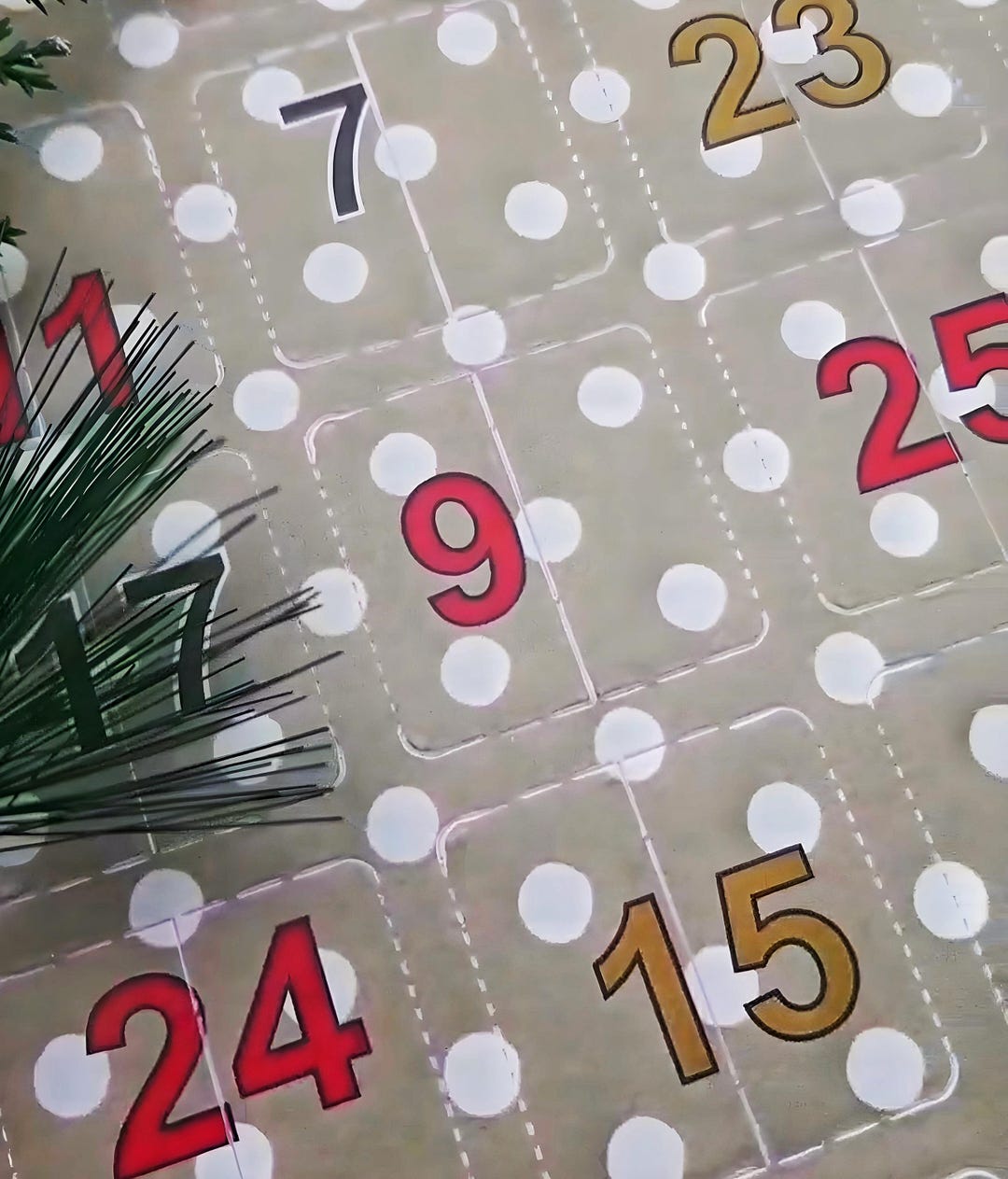 Cute Advent Calendar With Two Buttons in Each Spot. 9 Days Are ...