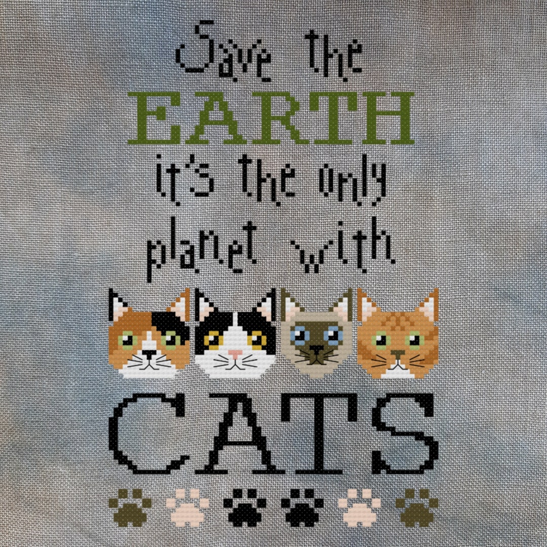 CATS Save the Earth Series Digital Copy Stitch Count: W 69 X H 107 - Etsy