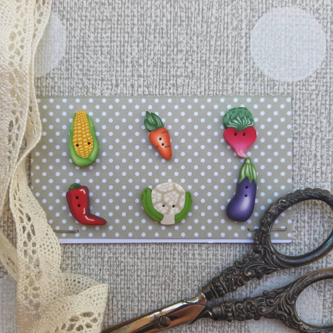 Buttons Set vegetables - Etsy