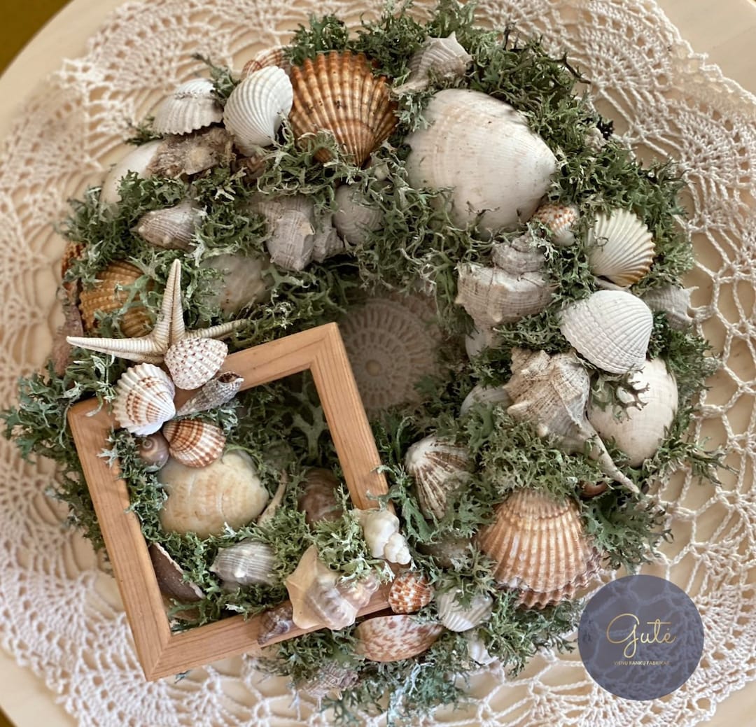 Natural Wreath Decorated With Sea Shells and Silver Moss. - Etsy