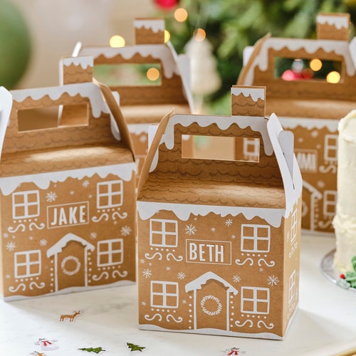 4 Customisable Gingerbread House Christmas Gift Boxes Paper - Etsy