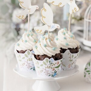 6 Dove Cupcake Wrapper, Communion Cupcake Wrappers, Christening Cupcake ...