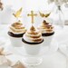 6 First Communion Gold Cupcake Toppers, Cake Topper, Gold Cake ...