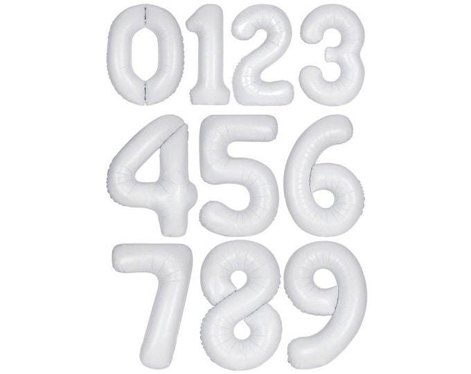 Jumbo Giant Matte White Number Balloon, High Quality, 34in, Matte White ...
