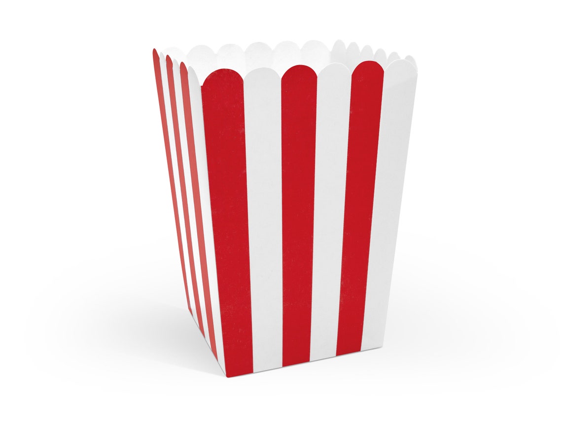 Red Popcorn Boxes - Set of 6 - Red and White Striped Popcorn Boxes ...