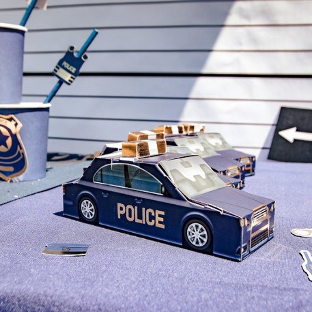 Police Car Treat Boxes, DIY, Set of 8, Police Car Gift Boxes, Blue and ...