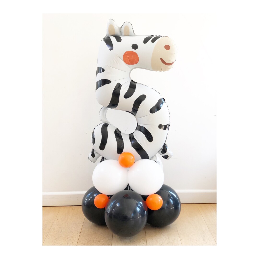 DIY Large 5th Birthday Zebra Balloon Sculpture, Number 5 Zebra Balloon ...
