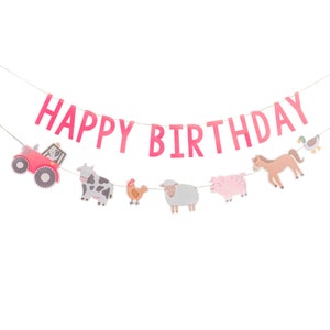 Farm Party Happy Birthday Bunting Decoration, Farm Themed Party, Kids ...