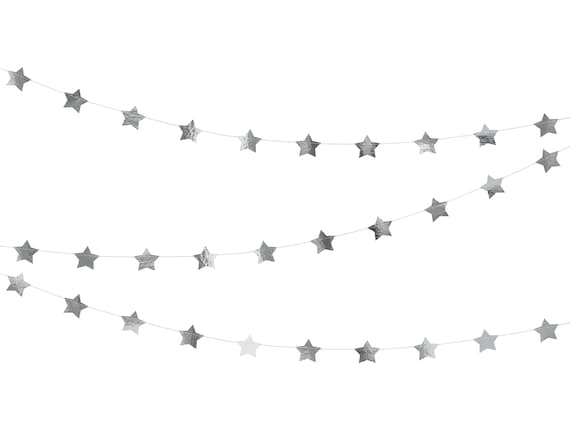 Extra Long Silver Star Banner Silver Stars Banner Twinkle | Etsy