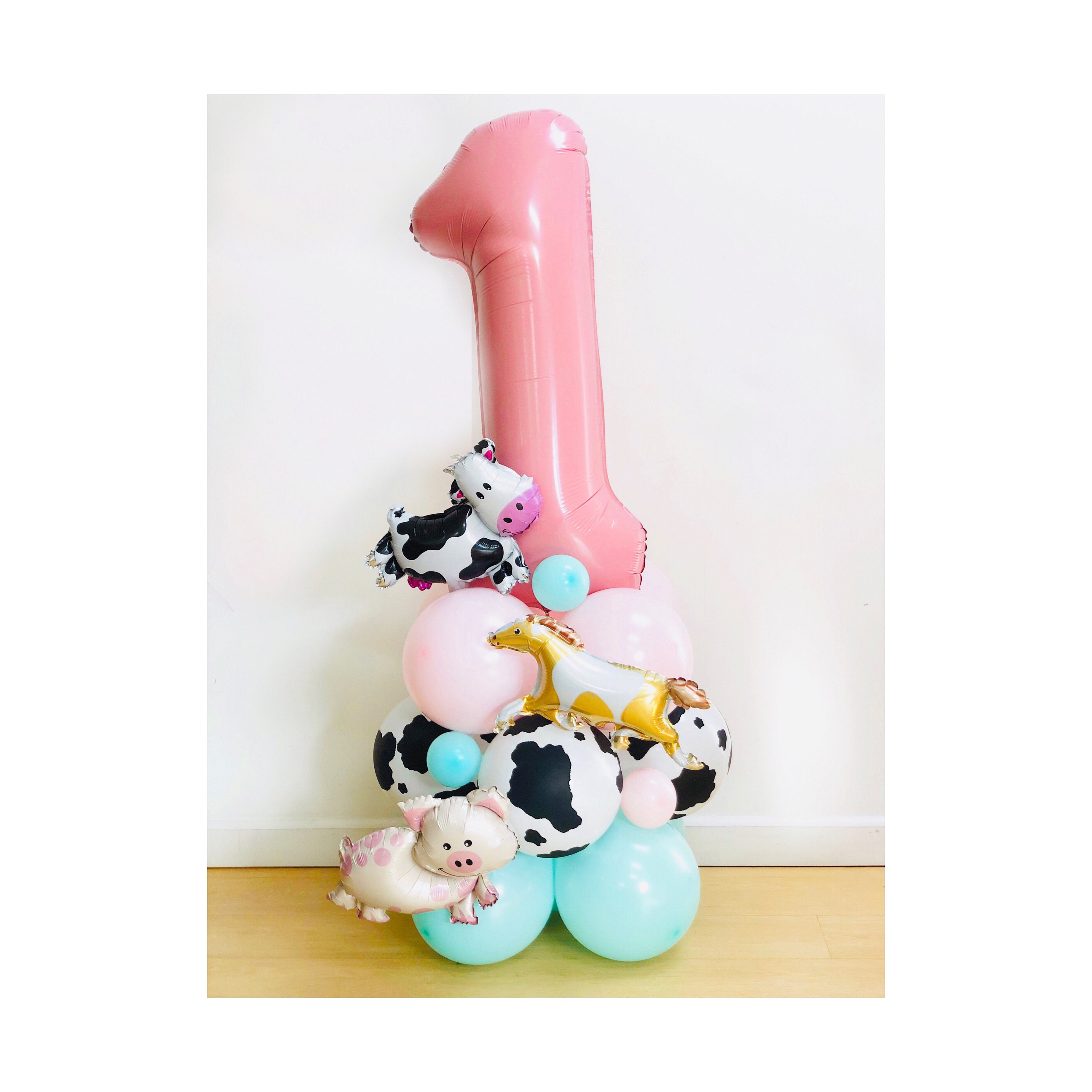DIY Pink Farm Balloon Sculpture, 1.4m/55in, Cute Farm Animal Balloon ...