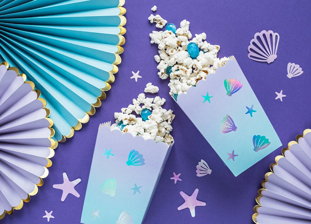 6 Under the Sea Popcorn Boxes, Mermaid Popcorn Boxes, Seashell Popcorn ...