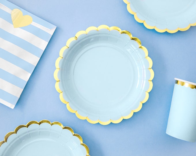 6 Pastel Blue Paper Plates Pastel Paper Plates Blue and - Etsy