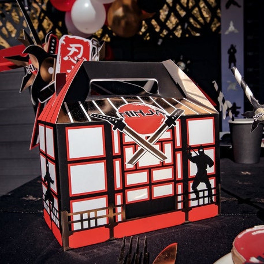 Ninja Treat Boxes, DIY, Set of 4, Ninja Gift Boxes, Black and Red Boxes ...