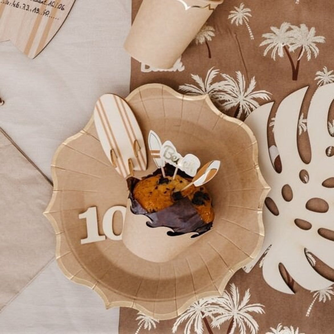 8 Kraft Paper Plates With Gold Trim, Paper Plates, Kraft Tableware ...