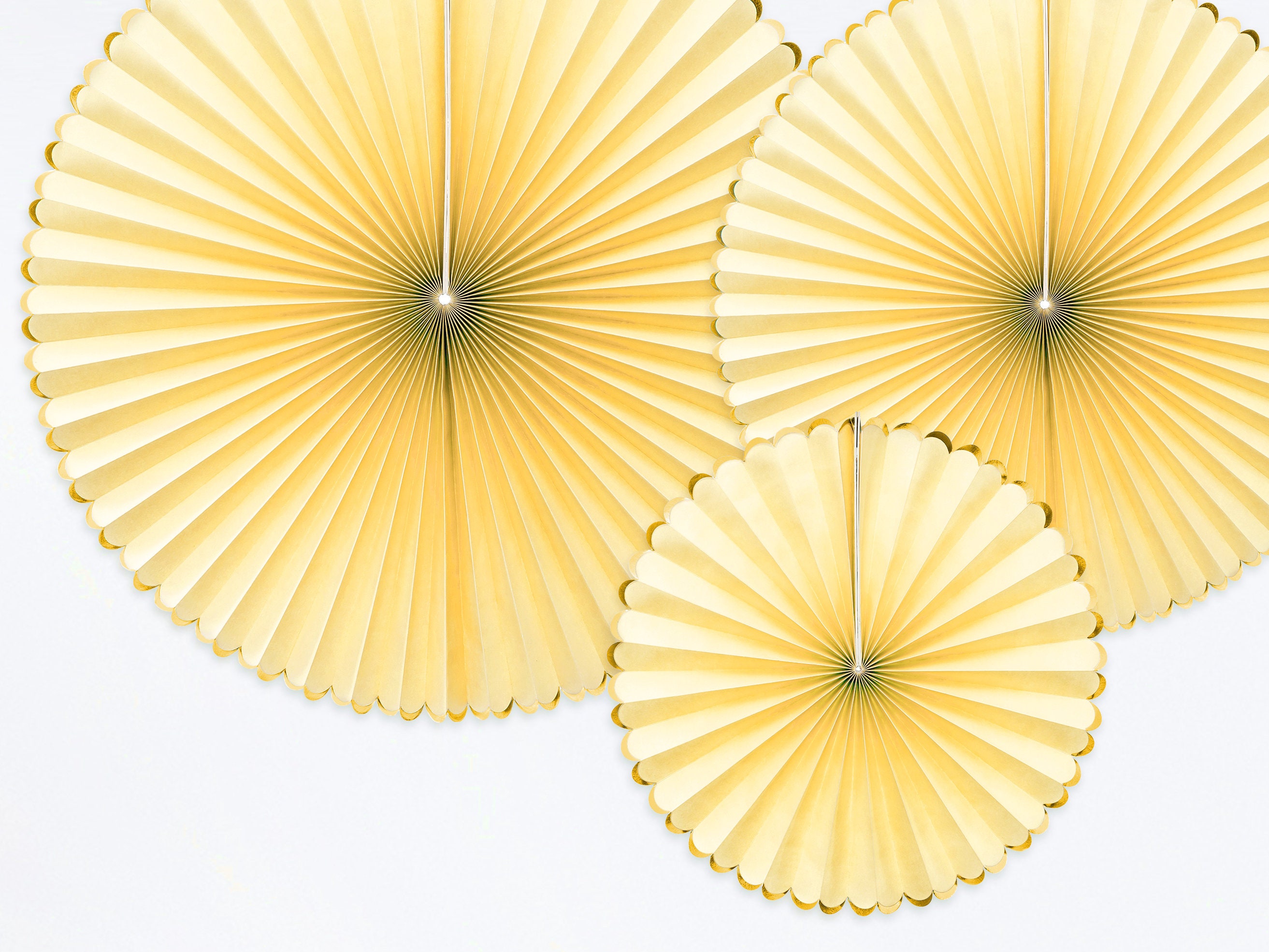 Pastel Yellow Paper Fans - Luxurious Paper Fans - Yellow and Gold - 3 ...