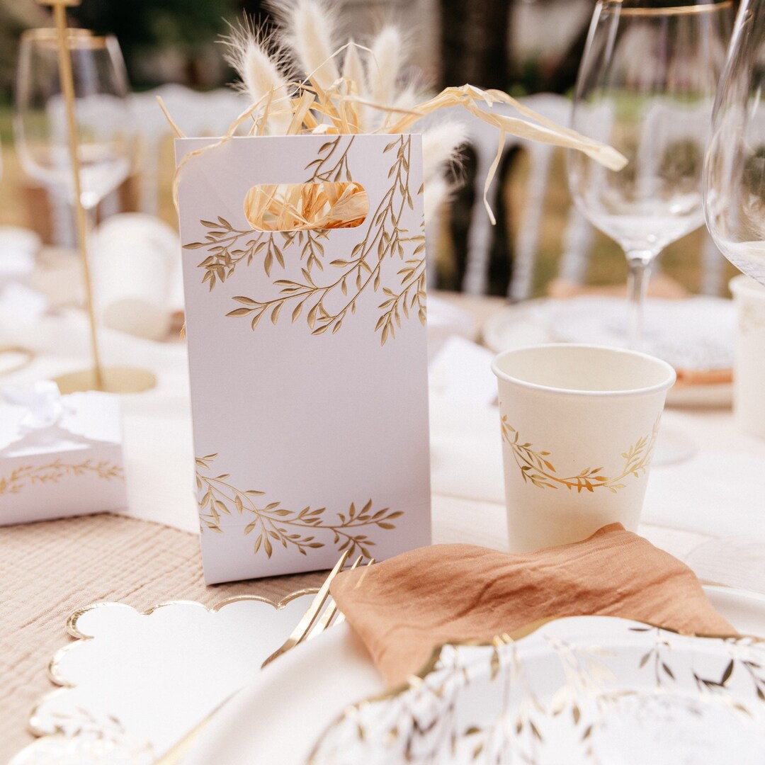 8 Elegant White and Gold Cups, Paper Cups for Weddings, Paper Cups for ...