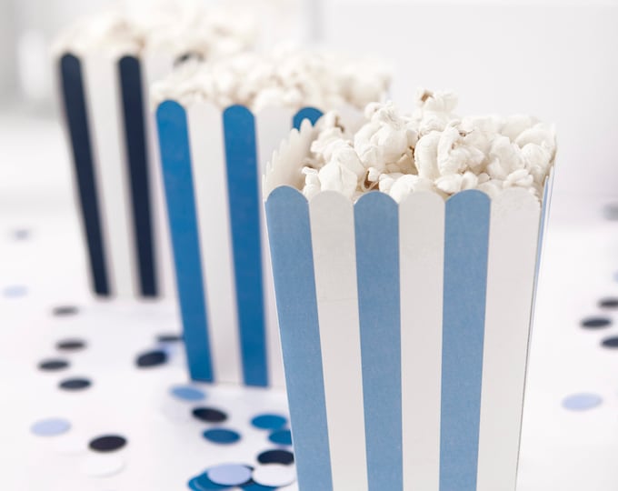 Blue Popcorn Boxes - Striped Popcorn Boxes - Blue Striped Popcorn Boxes ...