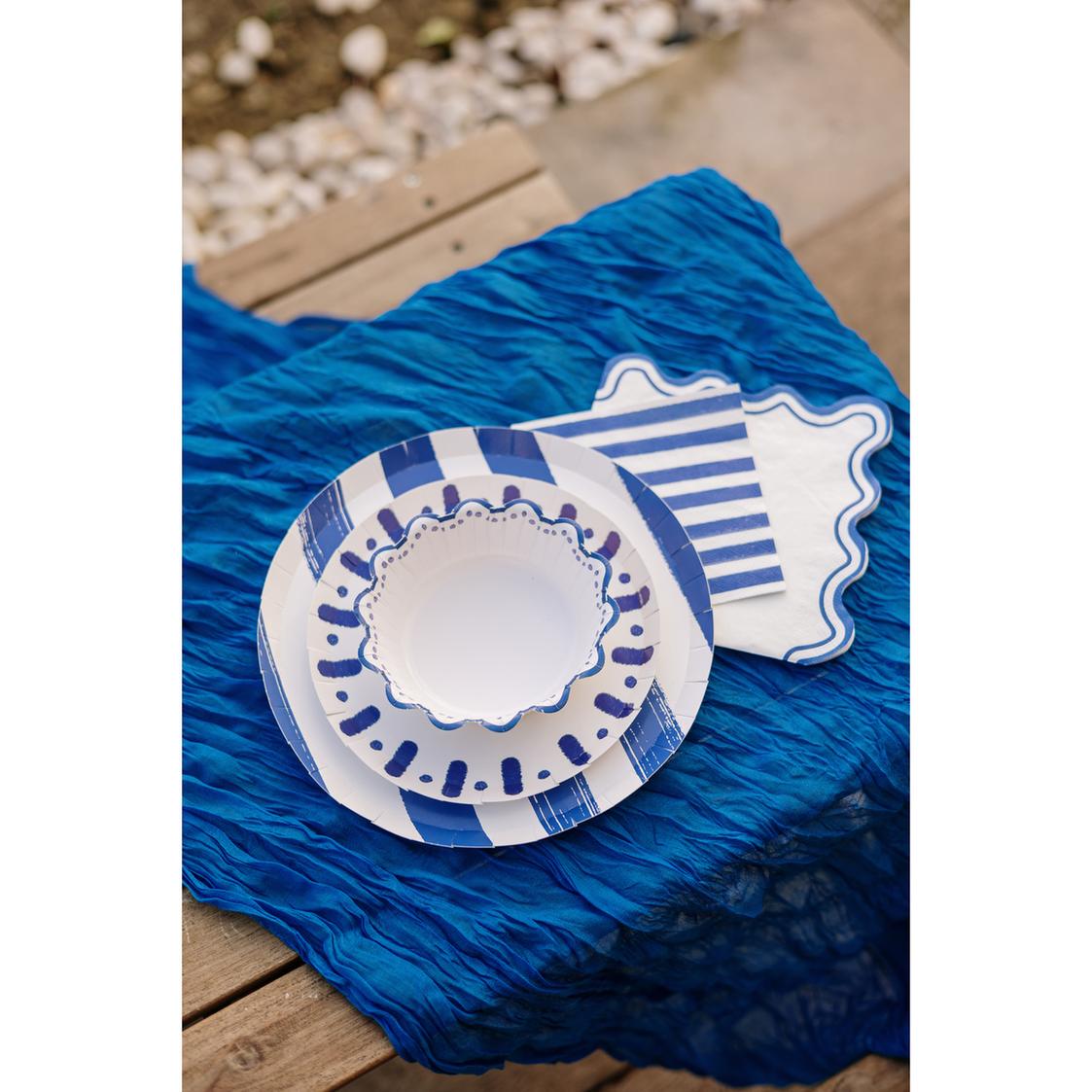 6 Small Blue and White Cardboard Plates Ø18cm, Blue and White Paper ...