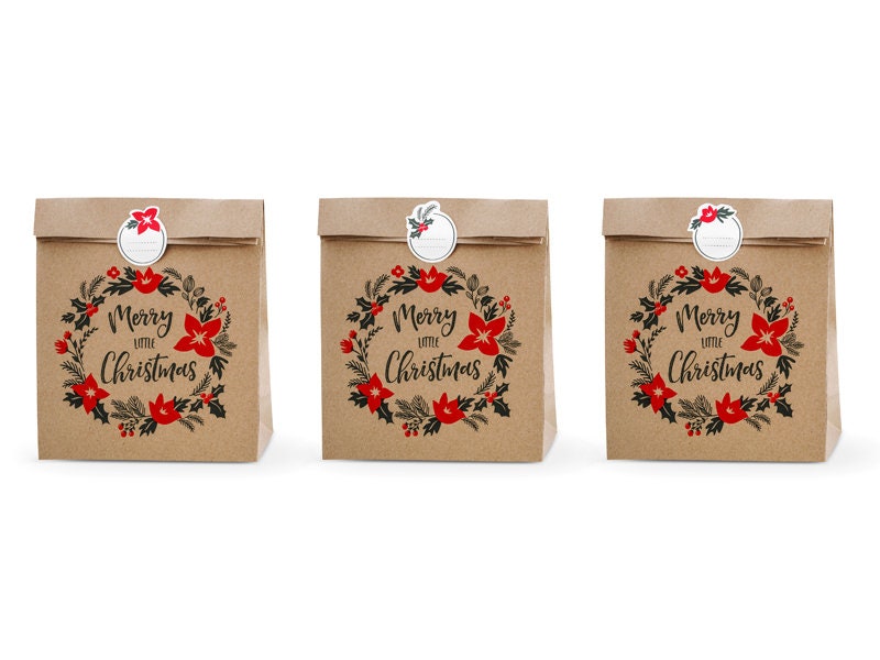 Medium Sized Merry Christmas Gift Bags With Stickers - Etsy UK