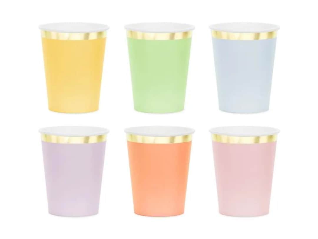 6 Pastel Paper Cups, Pastel Paper Cups, Colourful Paper Cups, Pastel ...