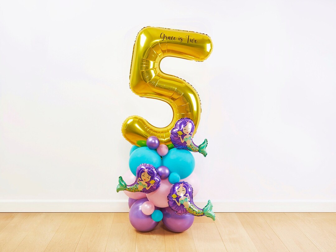 DIY Large 55" Mermaid Birthday Balloon Sculpture, Mermaid Balloon Stack ...