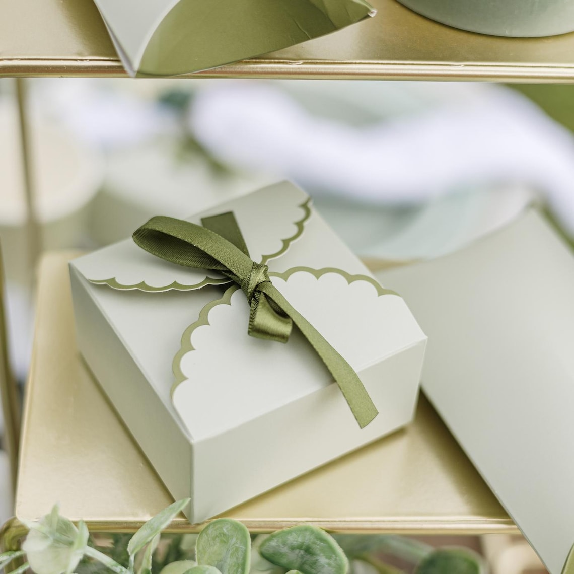 10 Scallopped Sage Green Treat Boxes, Green Thank You Boxes, Green ...