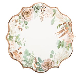 Vintage Rose Paper Plates, Floral Paper Plates, Rose Gold Paper Plates ...