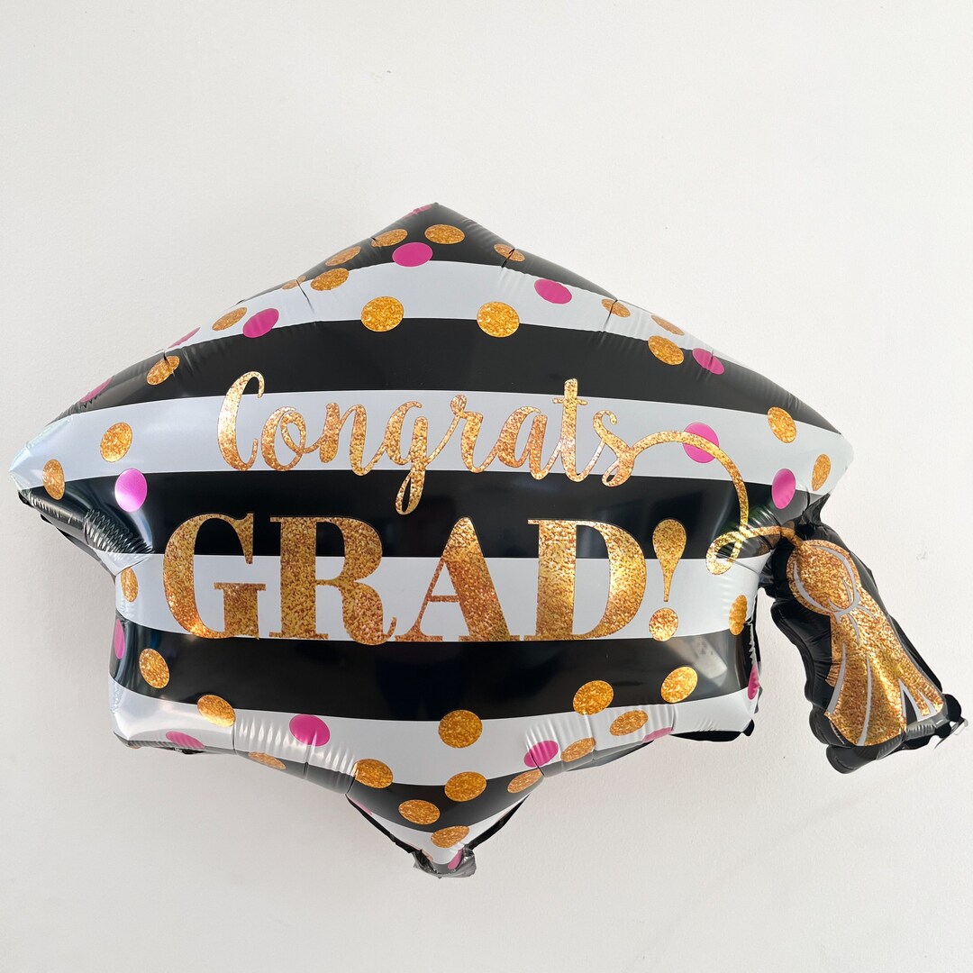 Graduation Gold Dots Balloon, Diploma Balloon in White, Gold, Pink ...