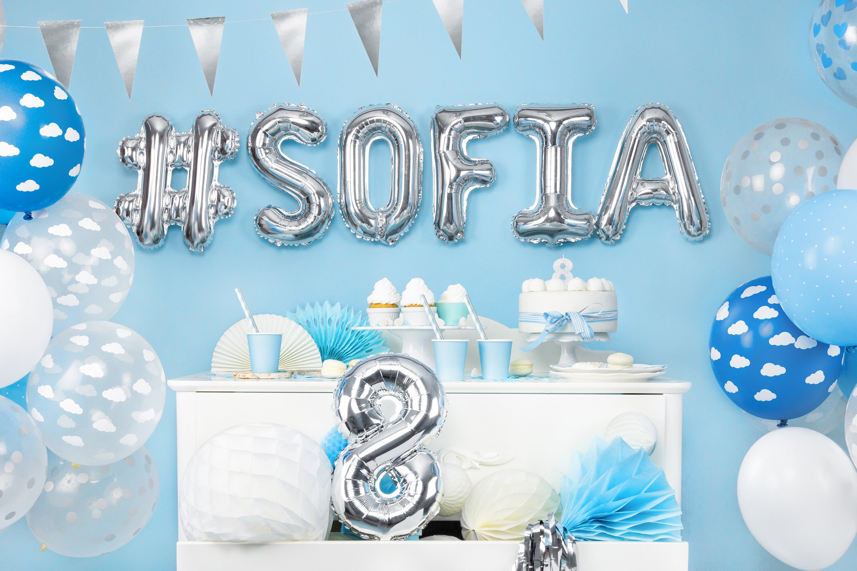 Cloud Balloons - Set of 6 - Blue Cloud Balloons - Christening - Vintage ...
