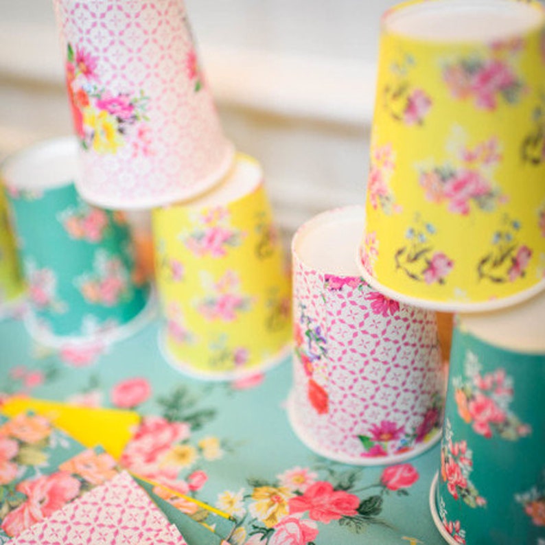 12 Vintage Paper Cups Tea Party Cups Tea Party Tableware | Etsy