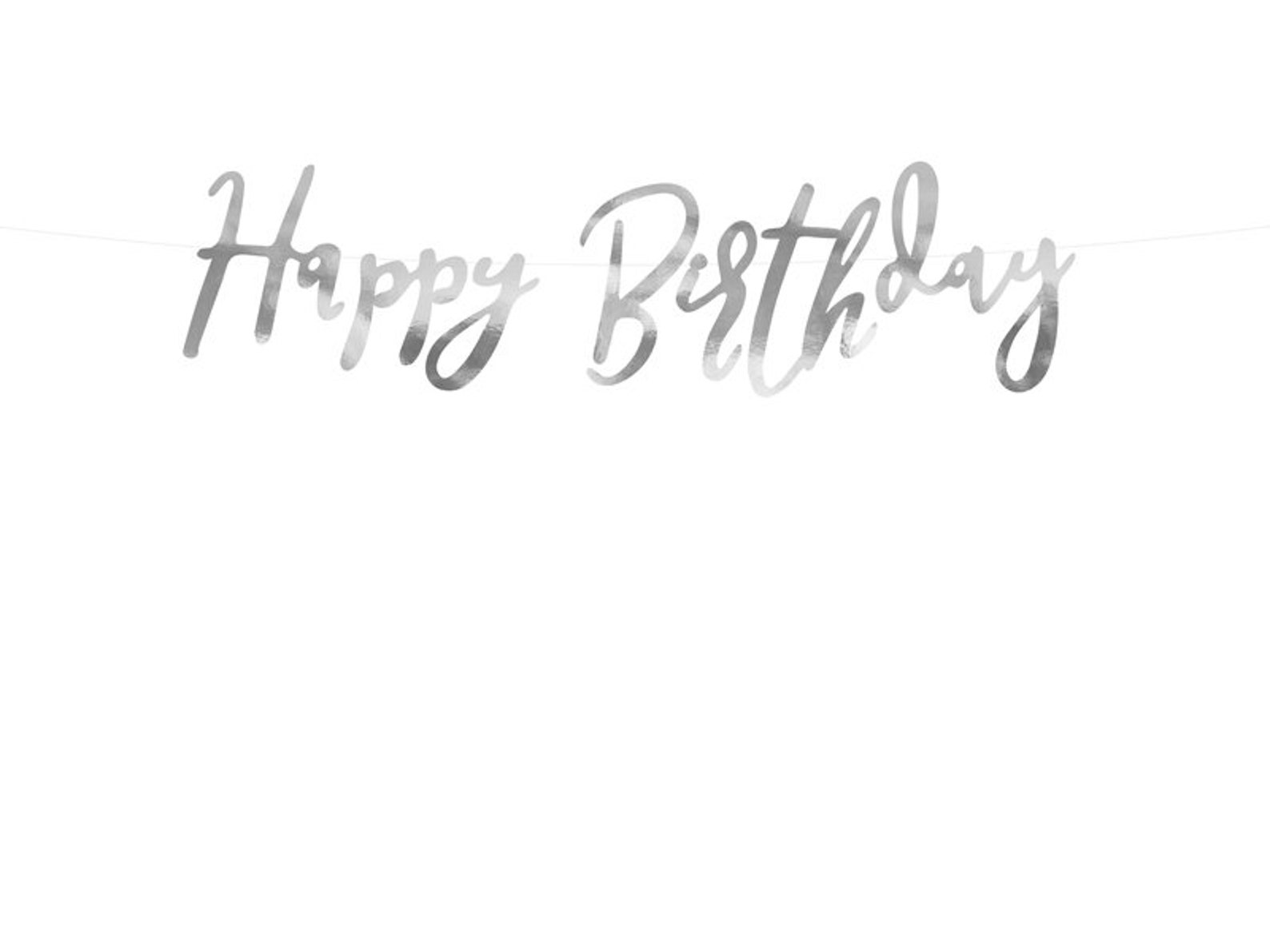 Silver Happy Birthday Banner, 16.5cm X 62cm, Silver Birthday Banner ...