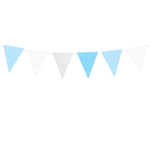 Blue and Sparkling Silver Paper Bunting - Banner - Blue White Silver ...