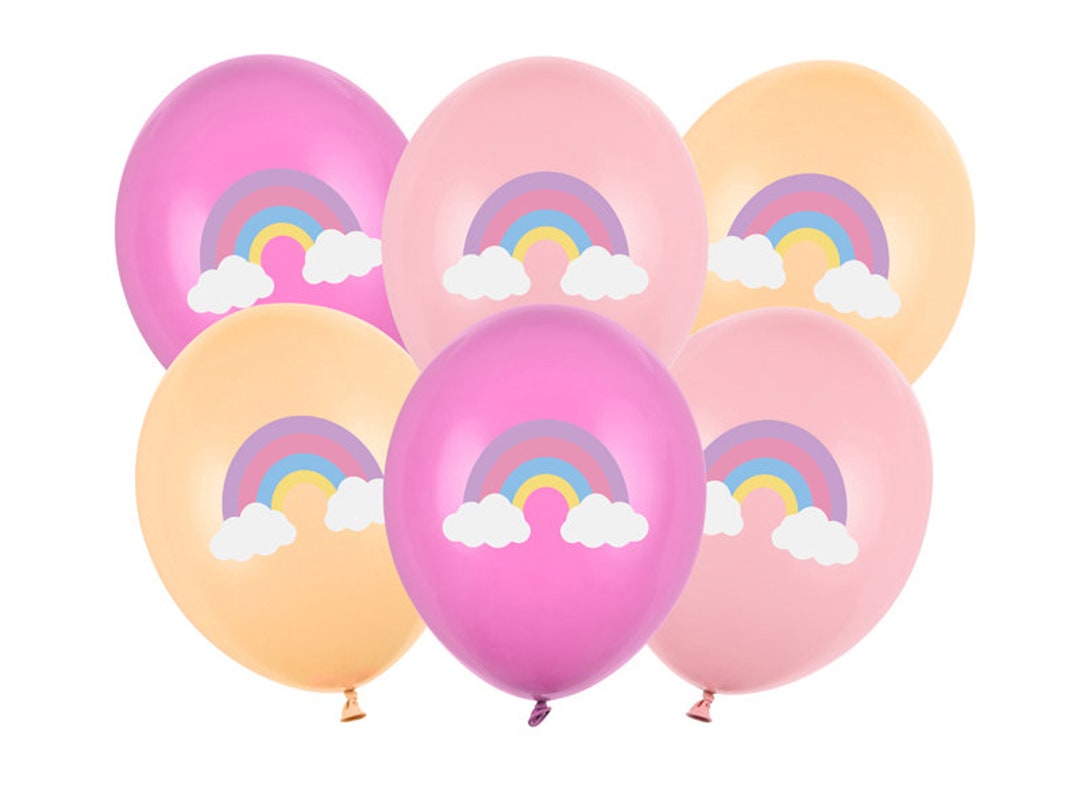 6 Rainbow Balloons, Rainbow Birthday Balloons, Girl Balloons, Pink ...