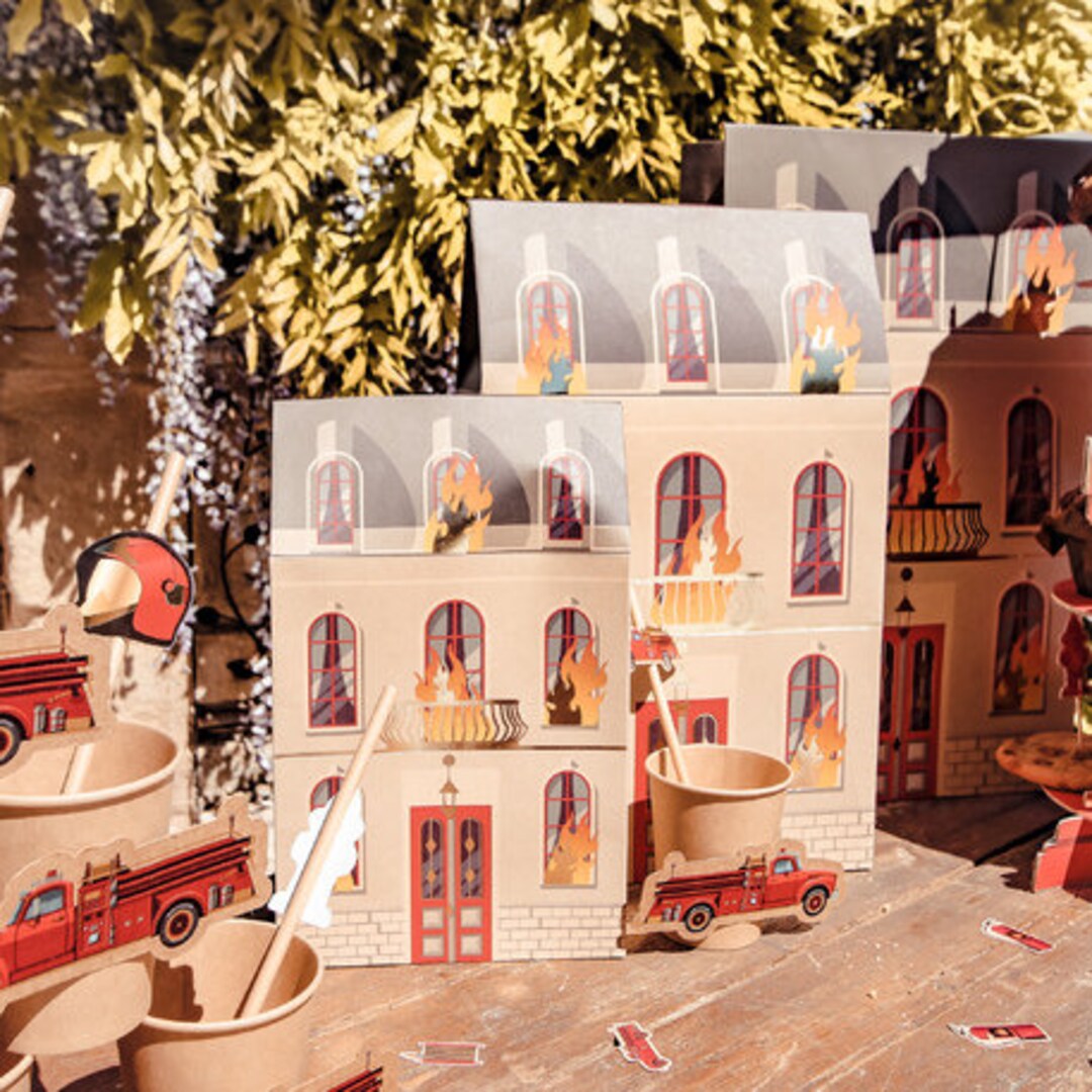 Fireman Burning House Centre Piece, Fireman Backdrop, Fireman Party ...