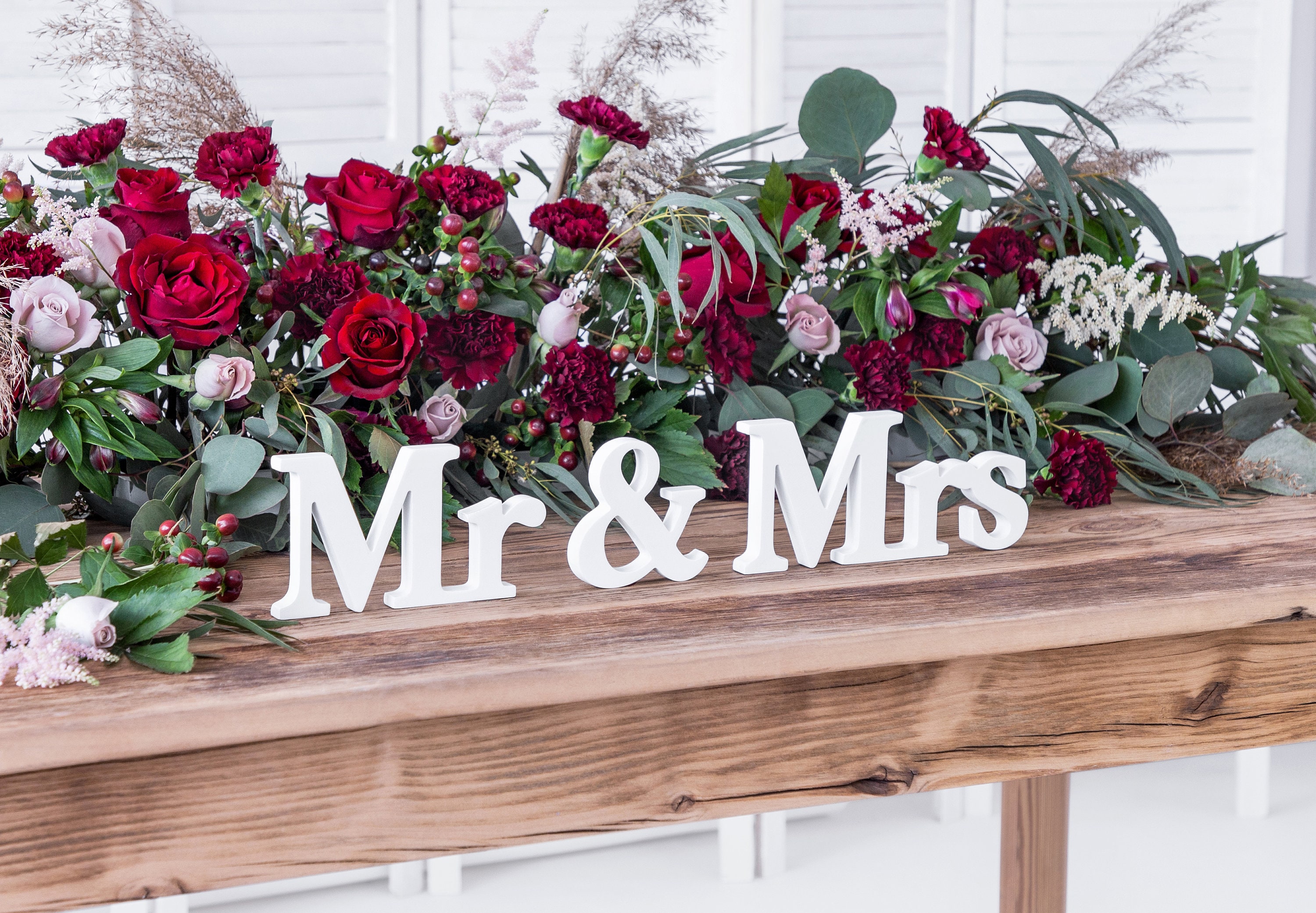 White Mr and Mrs Sign, Mr Mrs Top Table Sign, Top Table Wedding Sign ...
