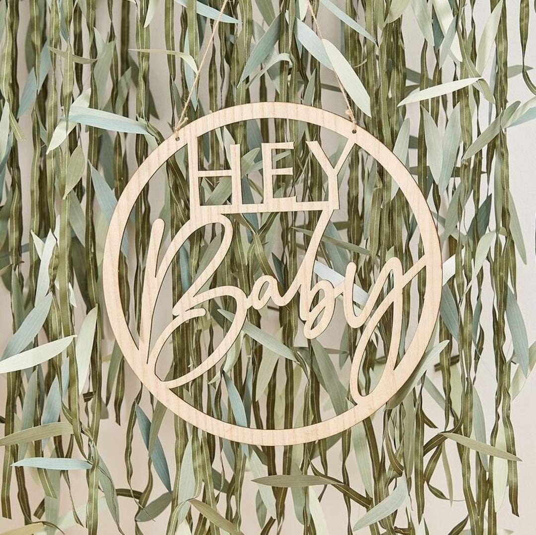 Señal de madera Hey Baby, ducha de bebé botánica, decoración de ducha ...